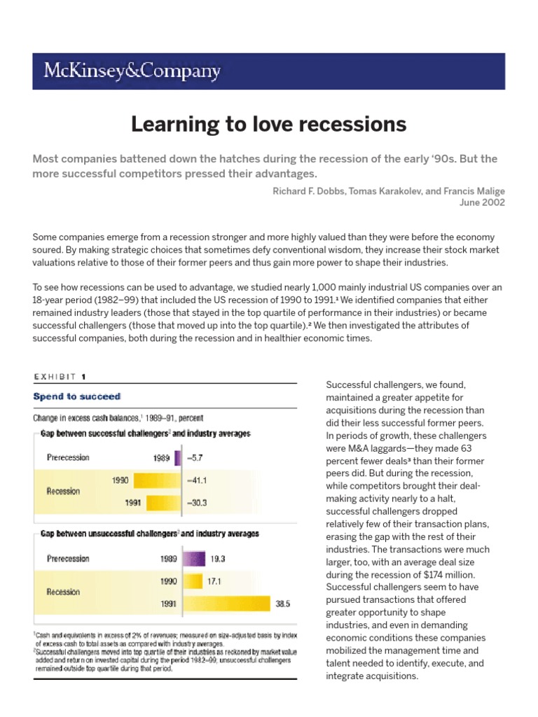 Mckinsey Report | Recession | Mergers And Acquisitions