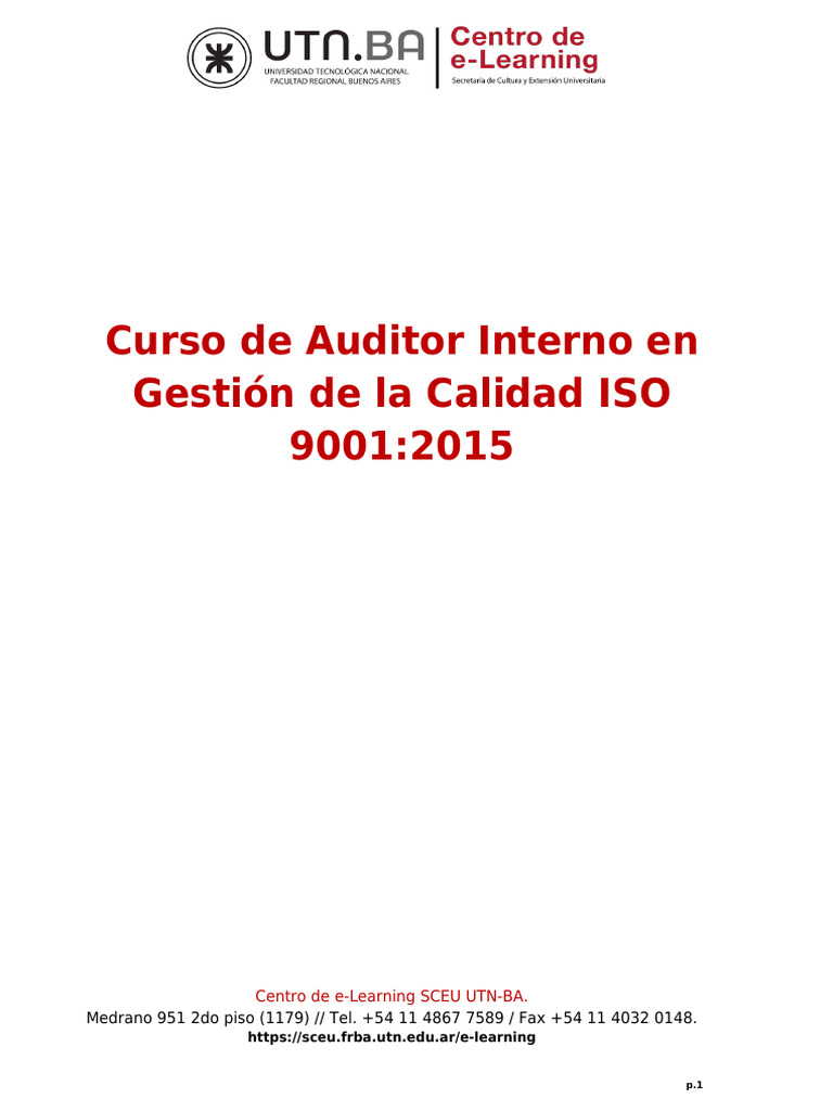 Curso de Auditor Interno en Gestión de La Calidad ISO 9001 - 2015 | Descargar gratis PDF ...