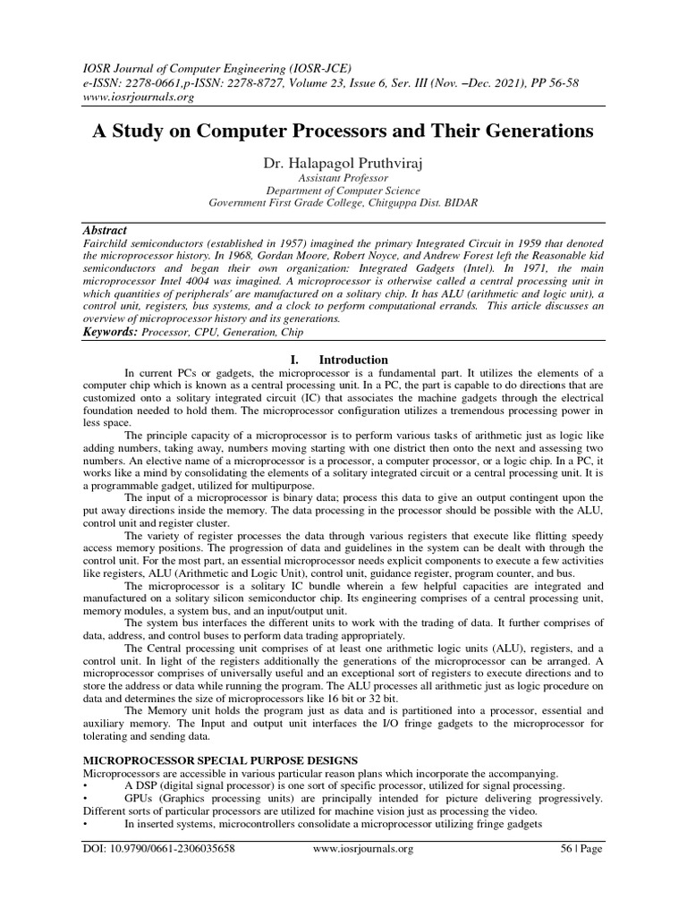 A Study On Computer Processors and Their Generations | PDF | Central Processing Unit ...