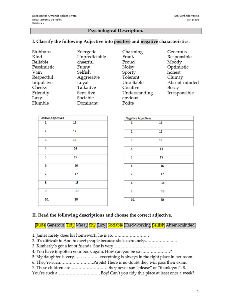 Psychological Description | PDF | Language Arts & Discipline | Self ...