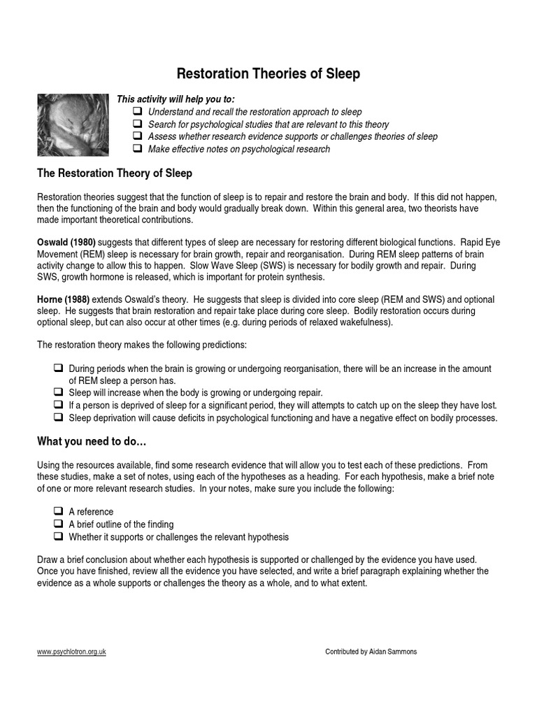 Restoration Model of Sleep Explained | PDF | Sleep | Rapid Eye Movement ...