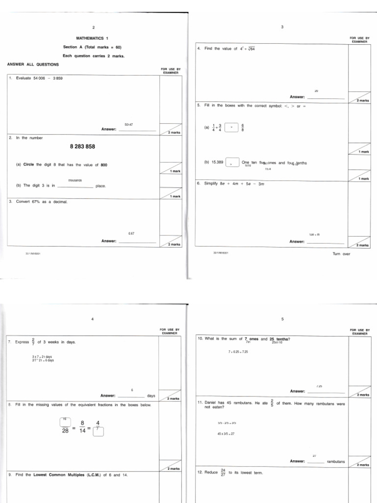 PSR 2016 P1-2-20 - Answers | PDF | Numbers | Elementary Mathematics