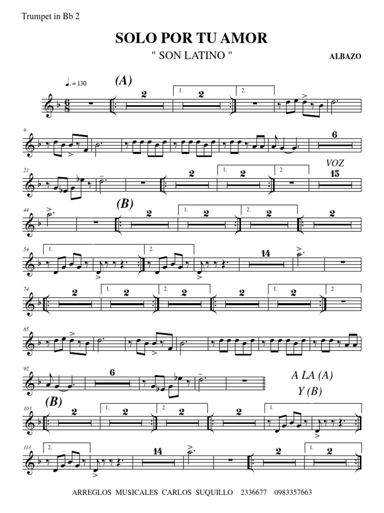 SOLO X TU AMOR - Score - Trumpet in BB 2 | PDF | Spanish Language Music