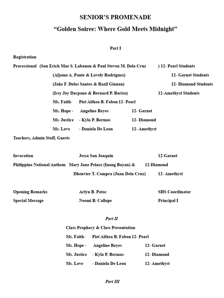 SEniors Ball Program | PDF