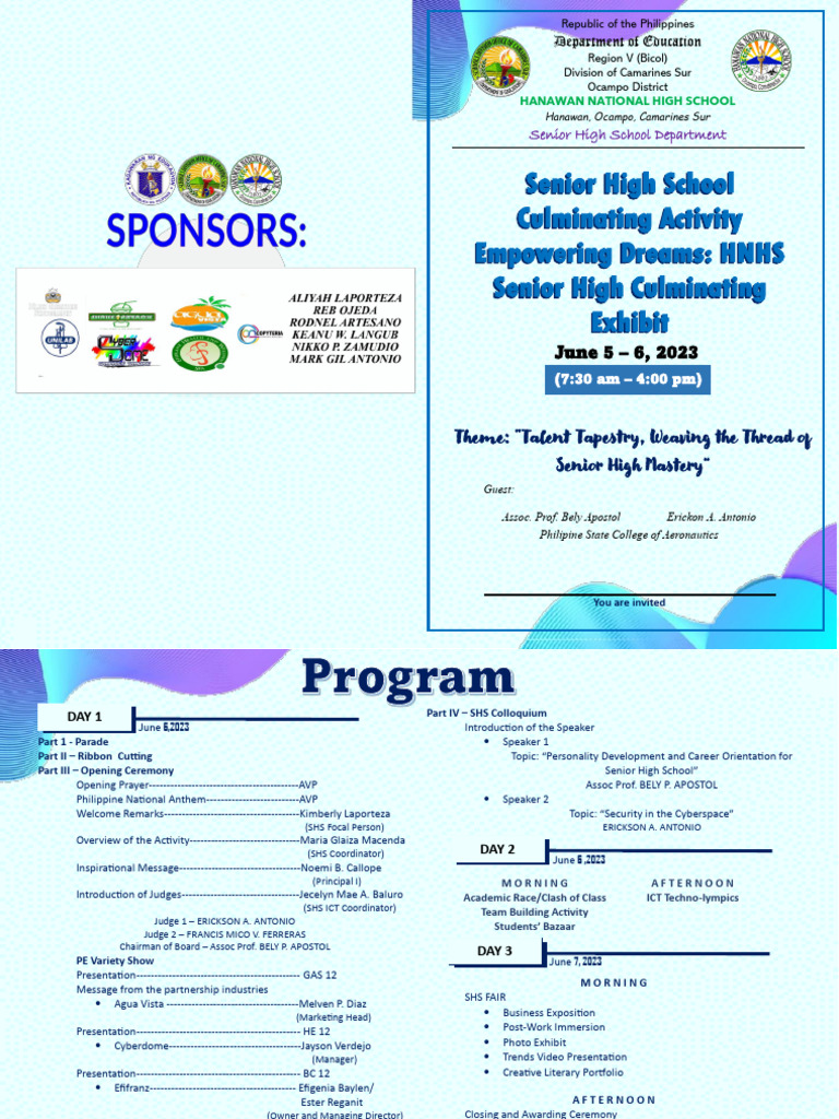 Program For Culminating Activity | PDF