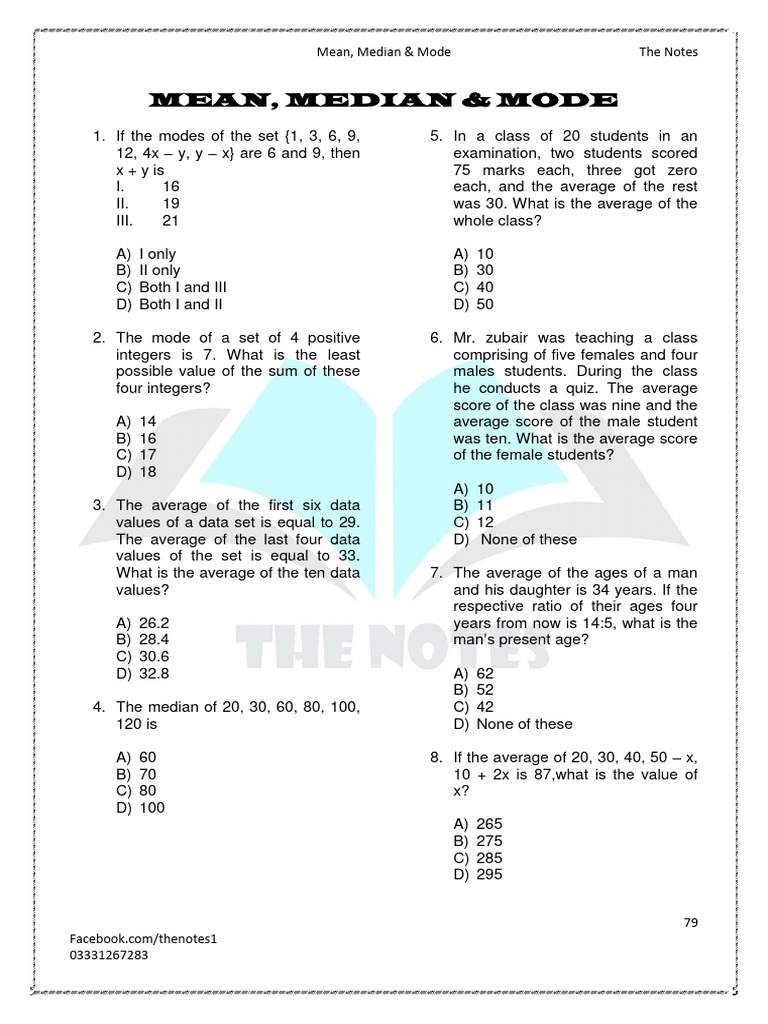 MEAN | PDF | Average | Mode (Statistics)
