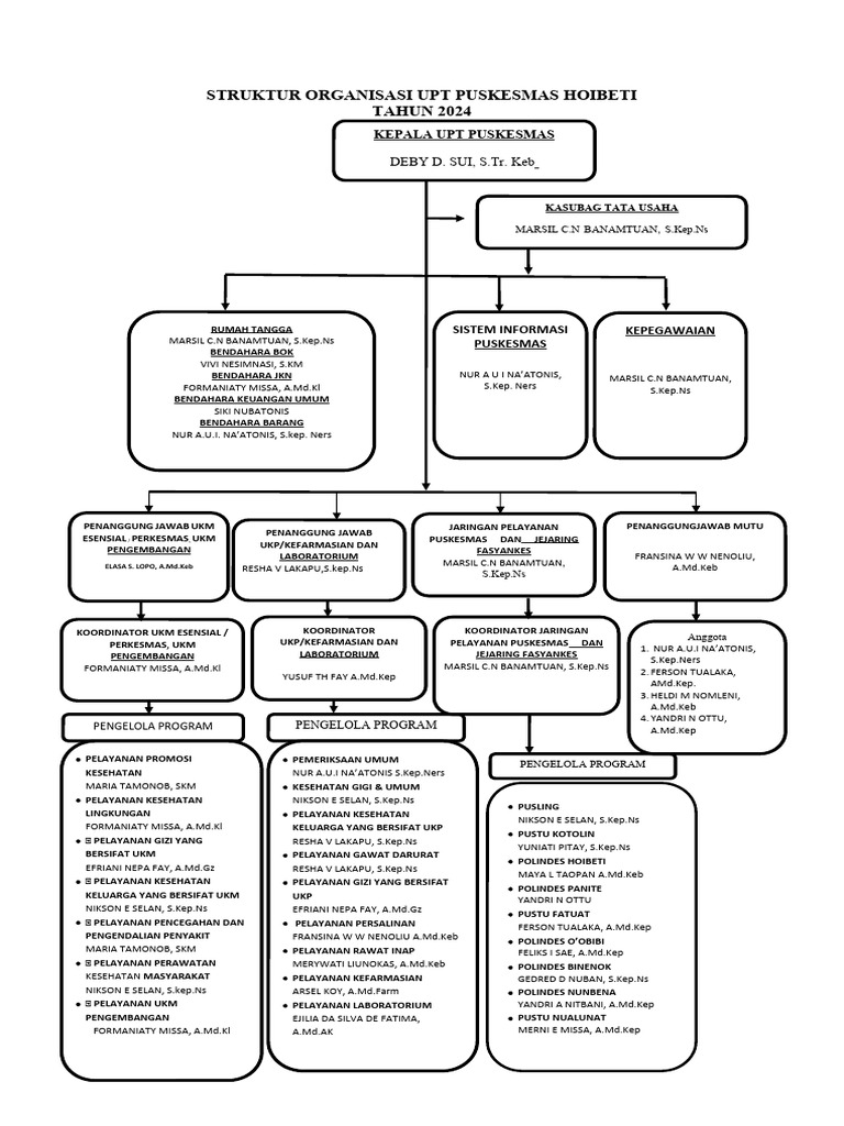 Struktur Organisasi Upt Puskesmas Hoibeti 2024 Fix | PDF
