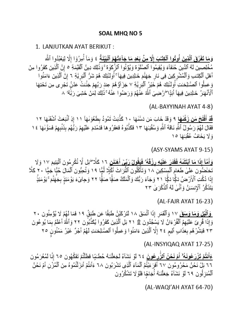 Soal MHQ No 5 | PDF