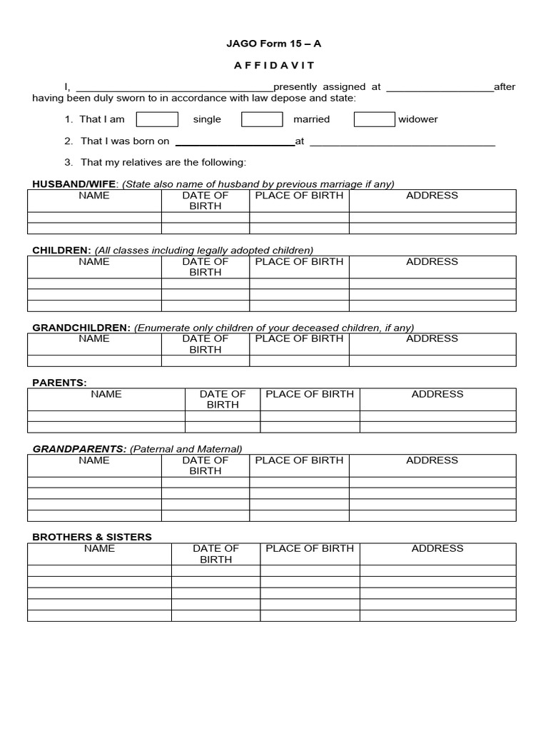 Jago Form 15 A Form 1 | PDF | Affidavit | Interpersonal Relationships