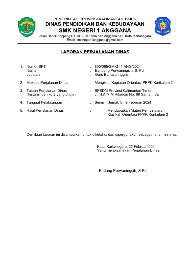 Laporan Perjalanan Dinas | PDF