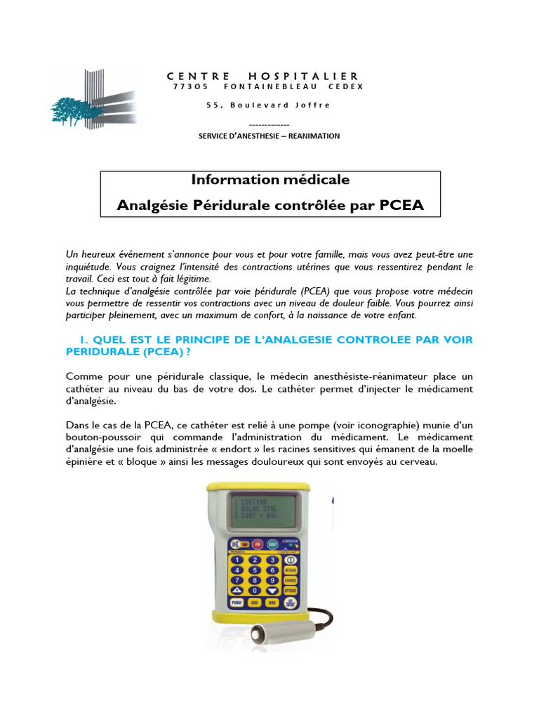 info-anesthesie-peridurale-PCEA | PDF