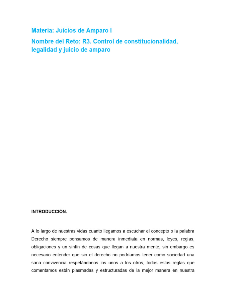 R3. Control de Constitucionalidad, Legalidad y Juicio de Amparo | PDF