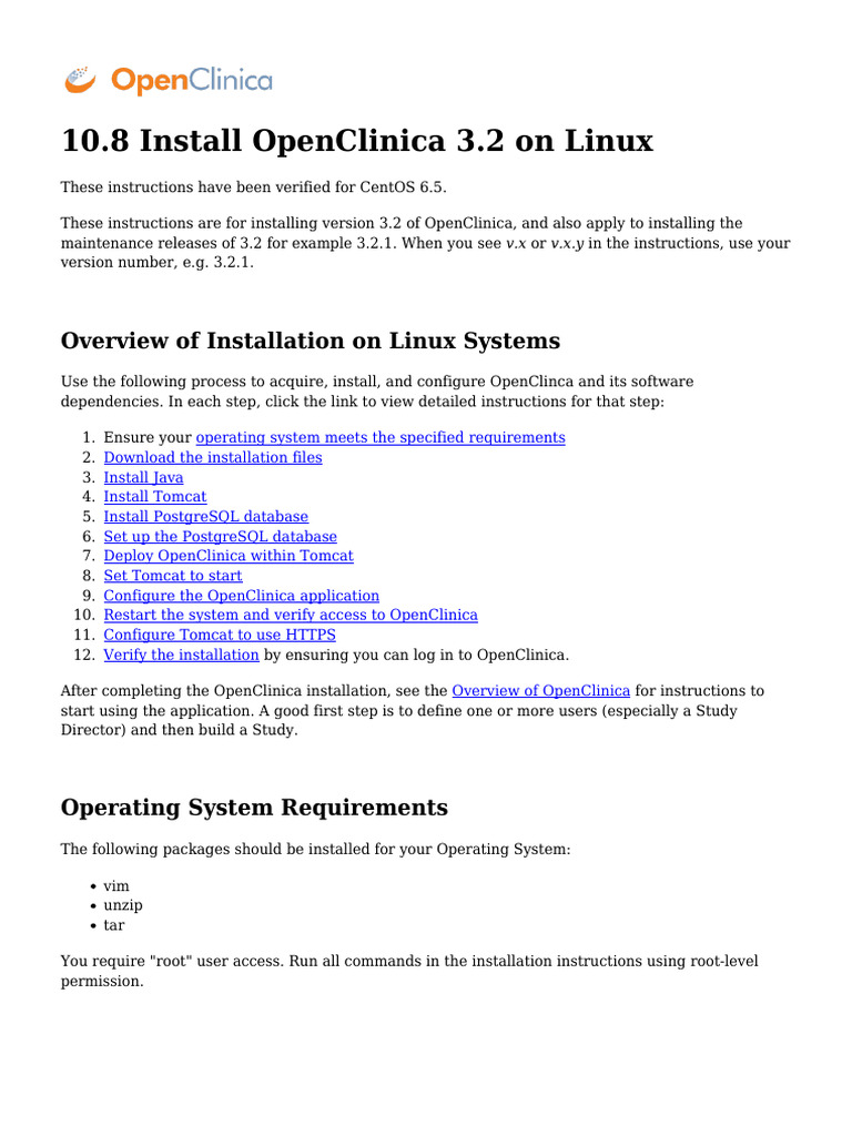 OpenClinica 3.2 Linux Install Guide | PDF | Postgre Sql | Transport Layer Security