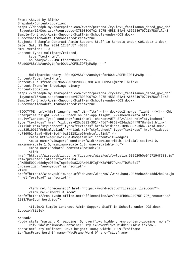 3 Sample Contract Admin Support Staff in Schools Under COS - Docx 1 ...