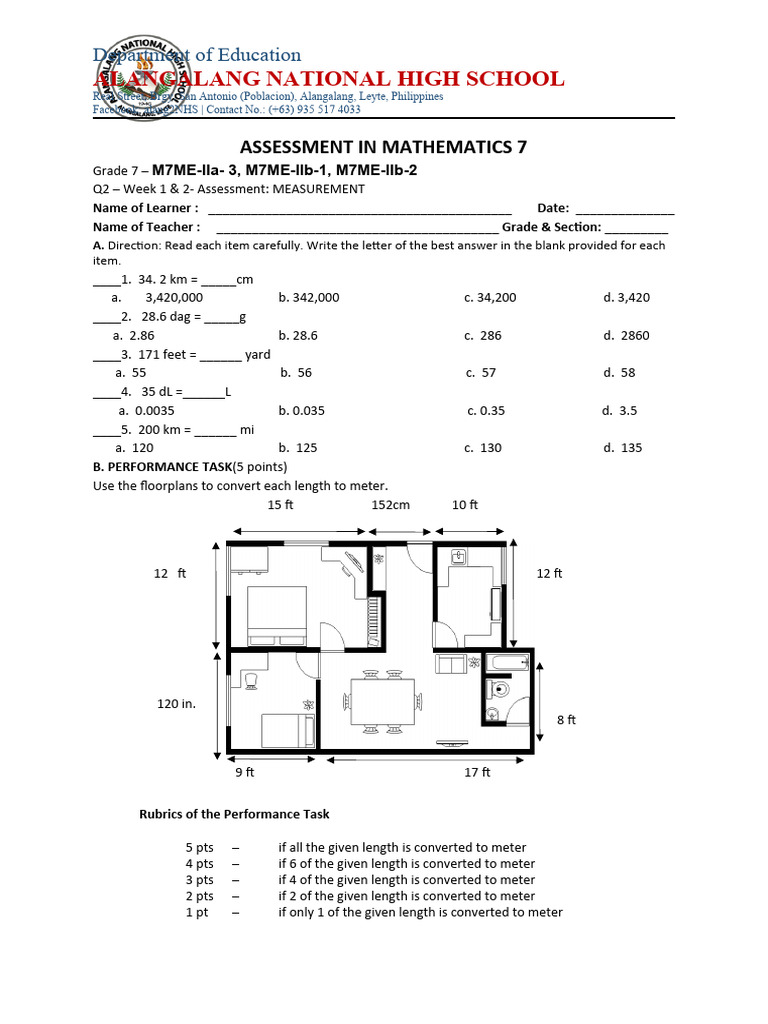Q2 Assessment Math Week1&2 | PDF | Litre | Probability And Statistics