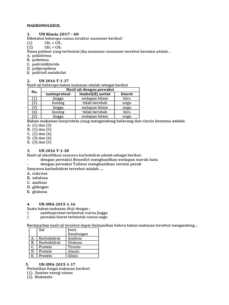 Soal Makromolekul | PDF