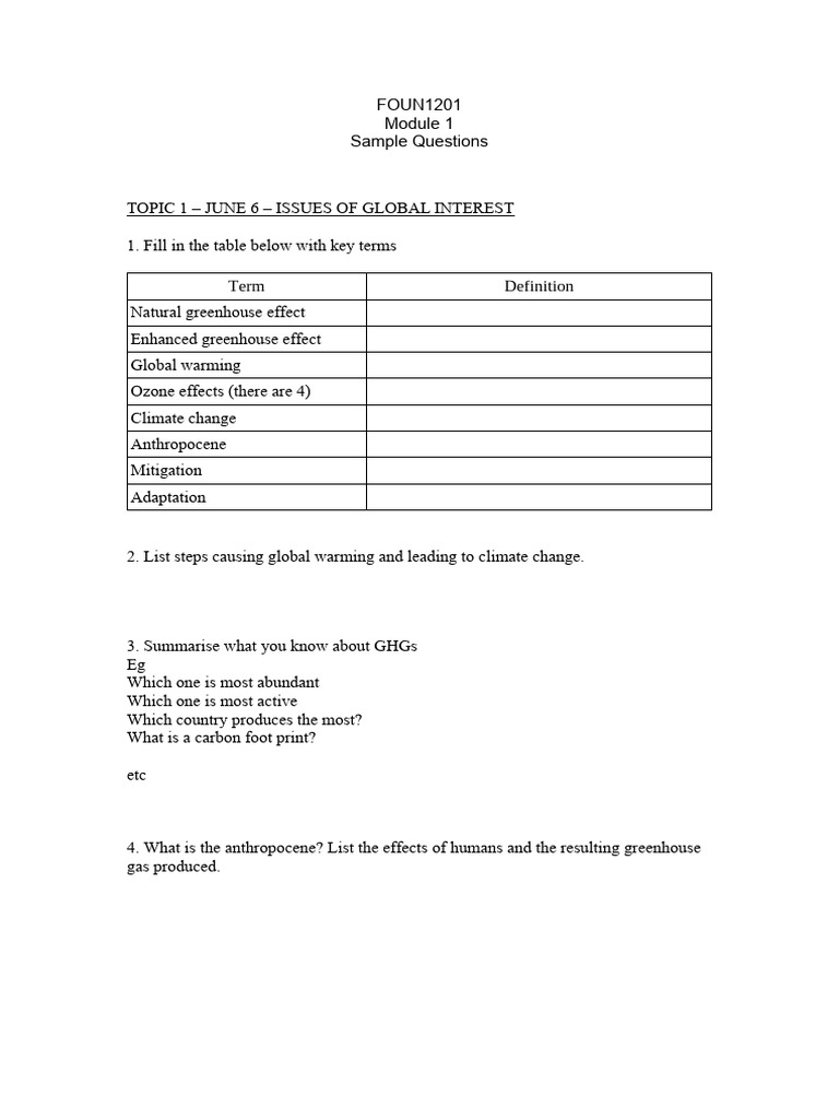 Module 1 Worksheet - 2023 | PDF