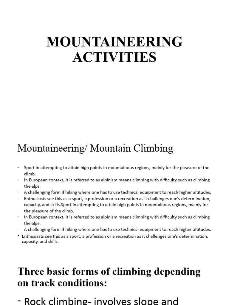 5 Mountaineering Activities | PDF | Wellness