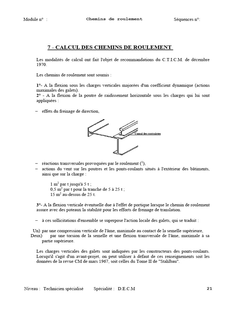 Calcul de chemins de roulement | PDF
