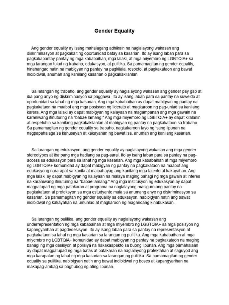 Gender Equality | PDF