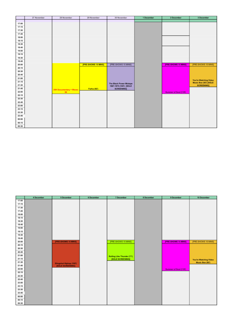 Cinema Akil Programming Schedule Nov Dec 23 | PDF