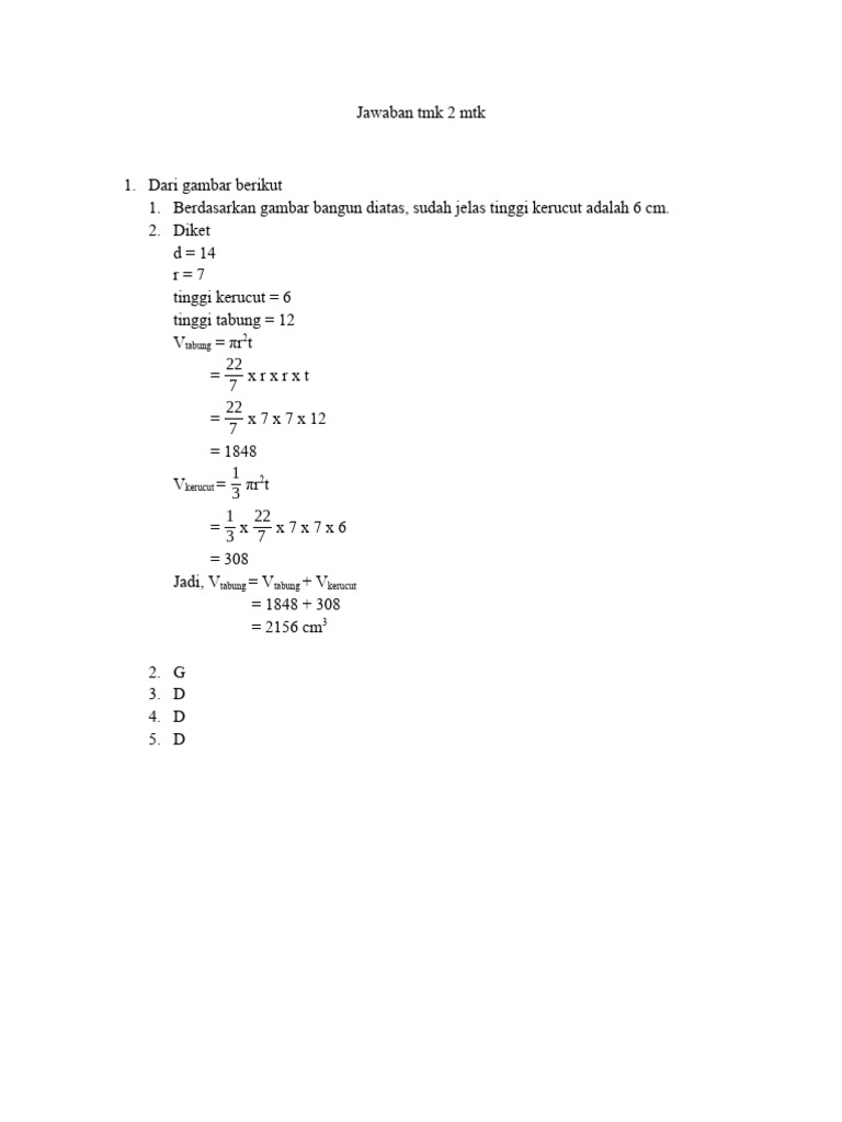 Jawaban TMK 2 MTK | PDF