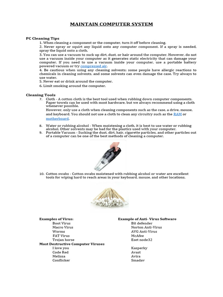 PC MAINTENANCE | PDF | Computer Virus | Antivirus Software