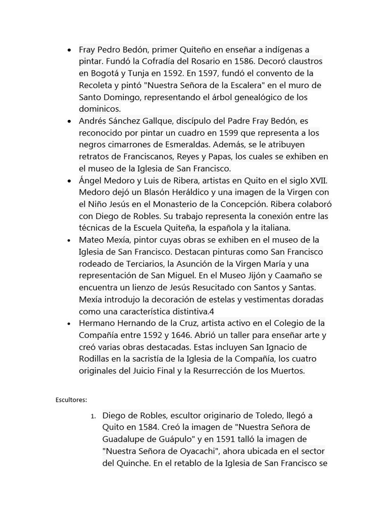 Fray Pedro Bedón y la Escuela Quiteña | PDF | Arte | Clásicos
