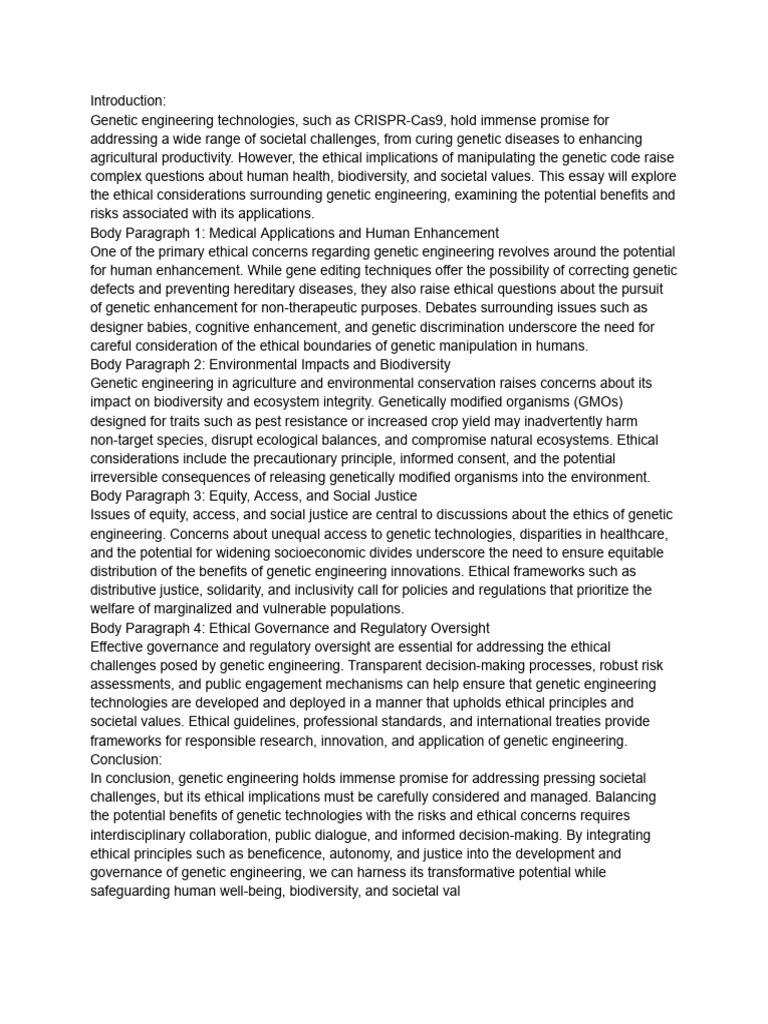 The Ethics of Genetic Engineering | PDF | Genetic Engineering ...