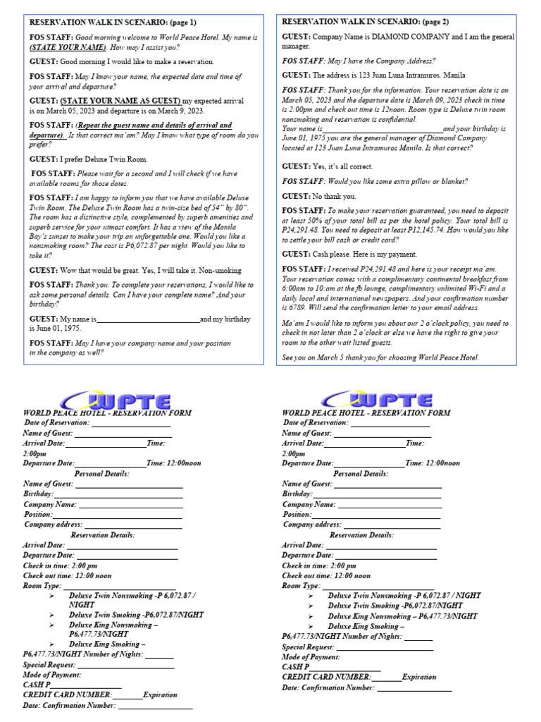 Front Office Scenario Final Ok | PDF