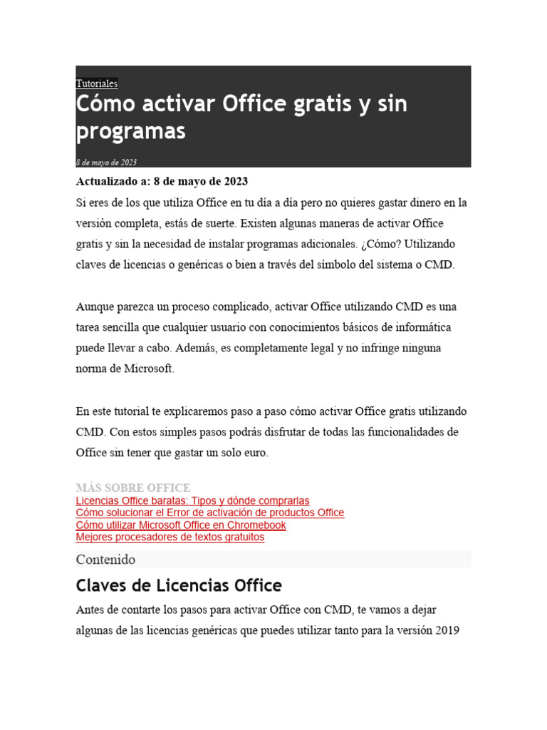 Tutoriales-ACTIVAR OFFICE | PDF