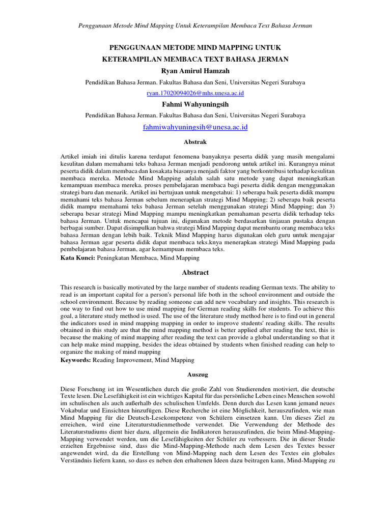 Mind Mapping untuk Membaca Jerman | PDF