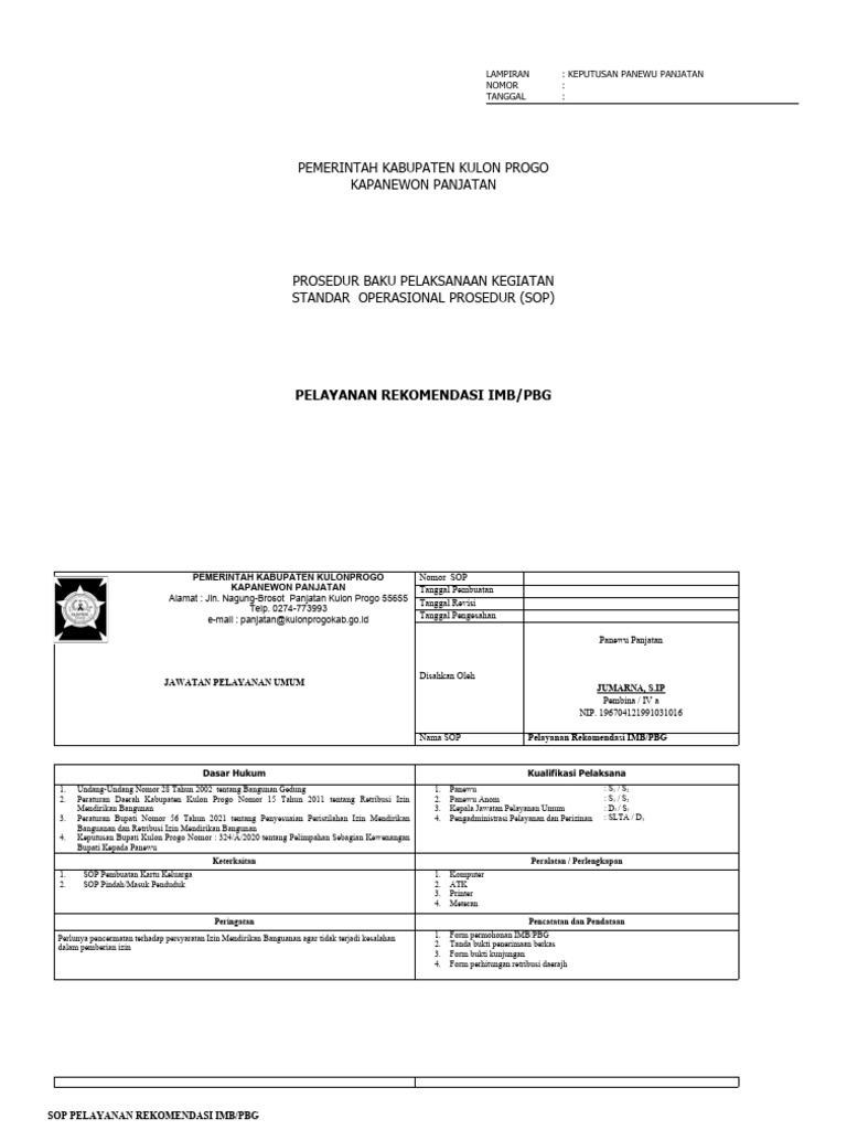 Contoh Resi IMB/PBG Panjatan | PDF