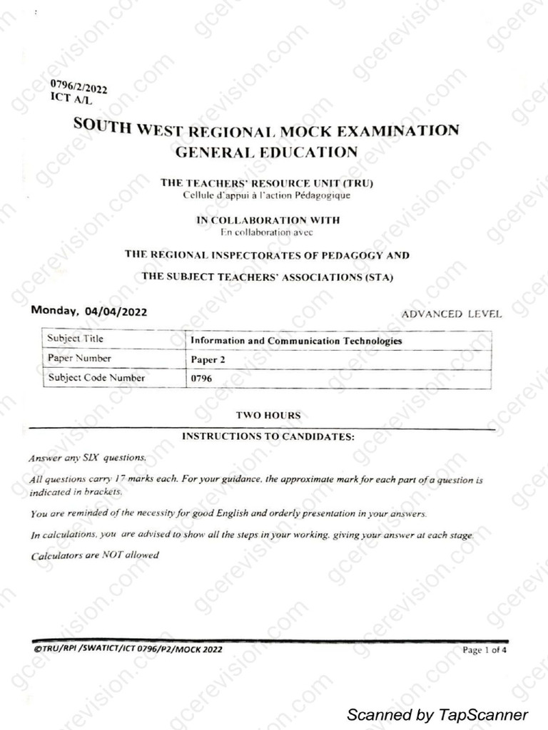 Al SW Mock 2022 Ict 2 | PDF | Databases | Software