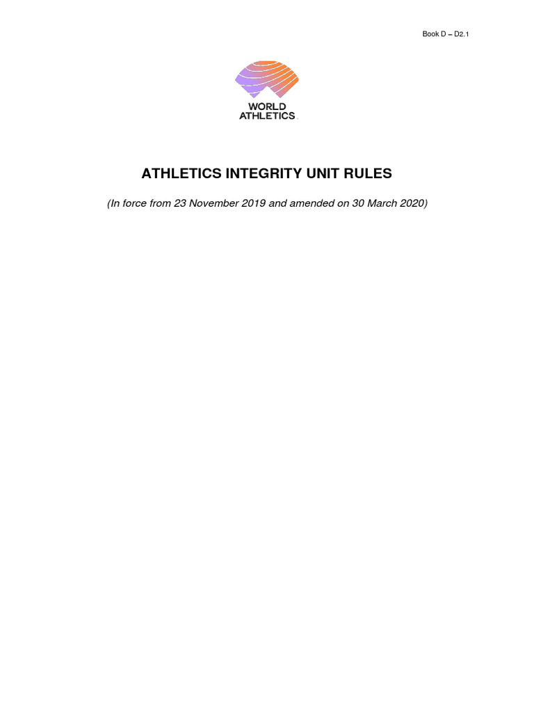 Athletics Integrity Unit Rules Overview | PDF | United States Congress ...