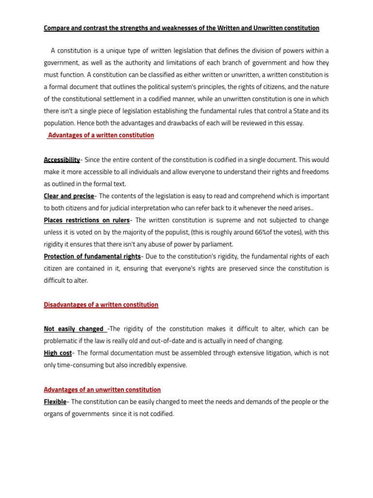 A Constitution | PDF | Constitution | Separation Of Powers