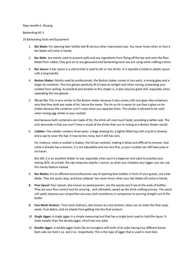 Bartending Ncii | PDF
