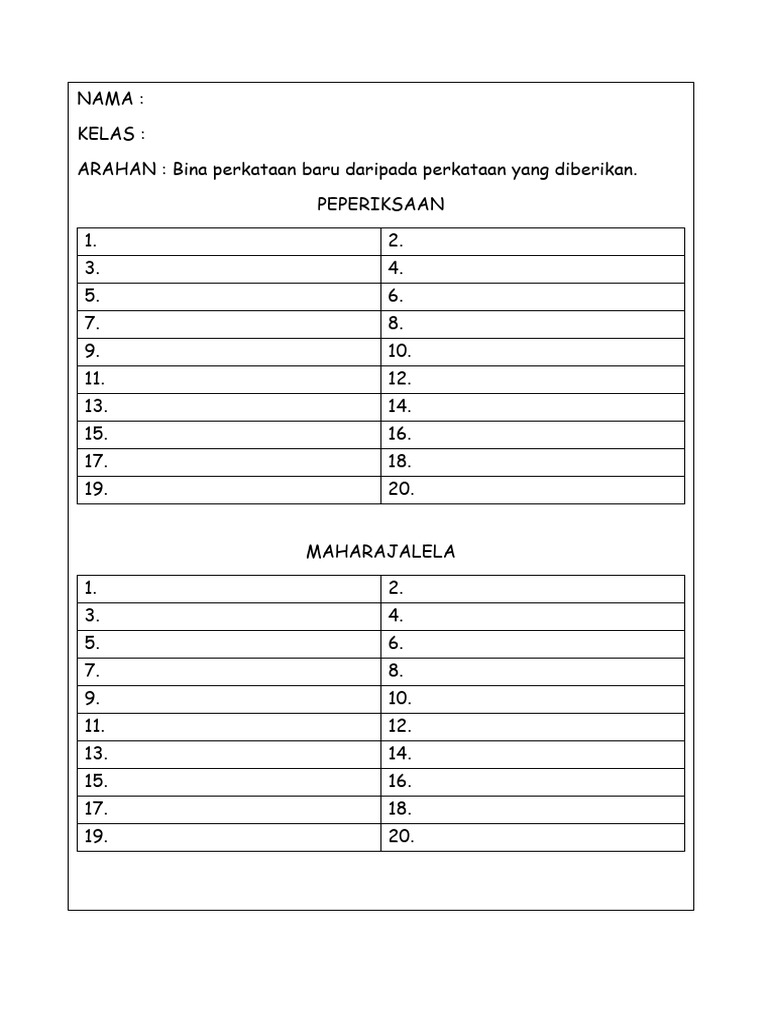 Bina Perkataan Lain Dari Perkataan Diberi | PDF