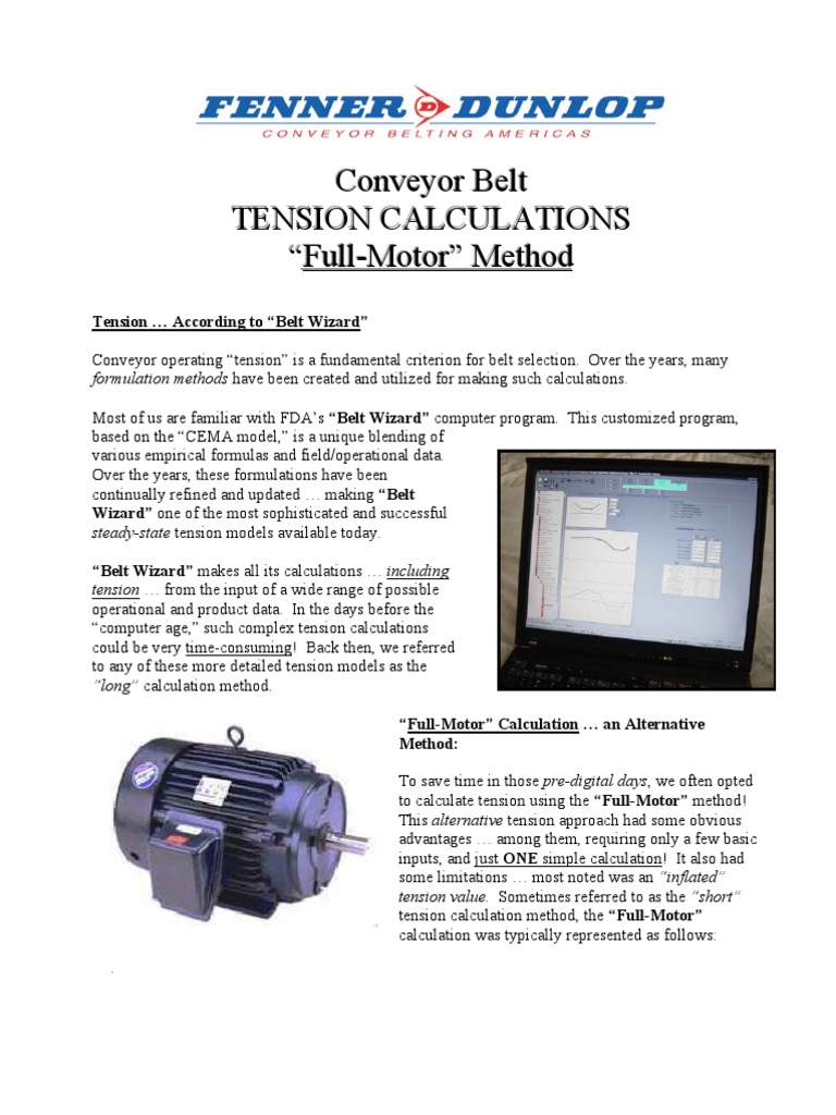 Full-Motor Belt Tension Calculation Guide | PDF | Horsepower | Belt ...