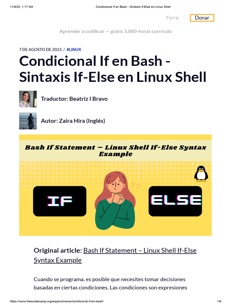 Condicional If en Bash - Sintaxis If-Else en Linux Shell | PDF ... Condicional If en Bash - Sintaxis If-Else en Linux Shell | PDF ...
