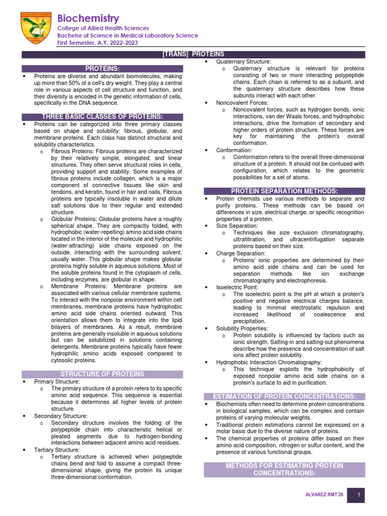 Biochem Unit 5 | PDF | Proteins | Mass Spectrometry