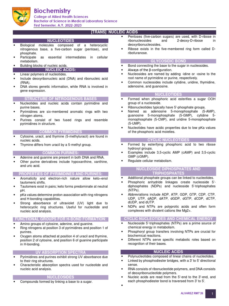 Biochem Unit 4 | PDF