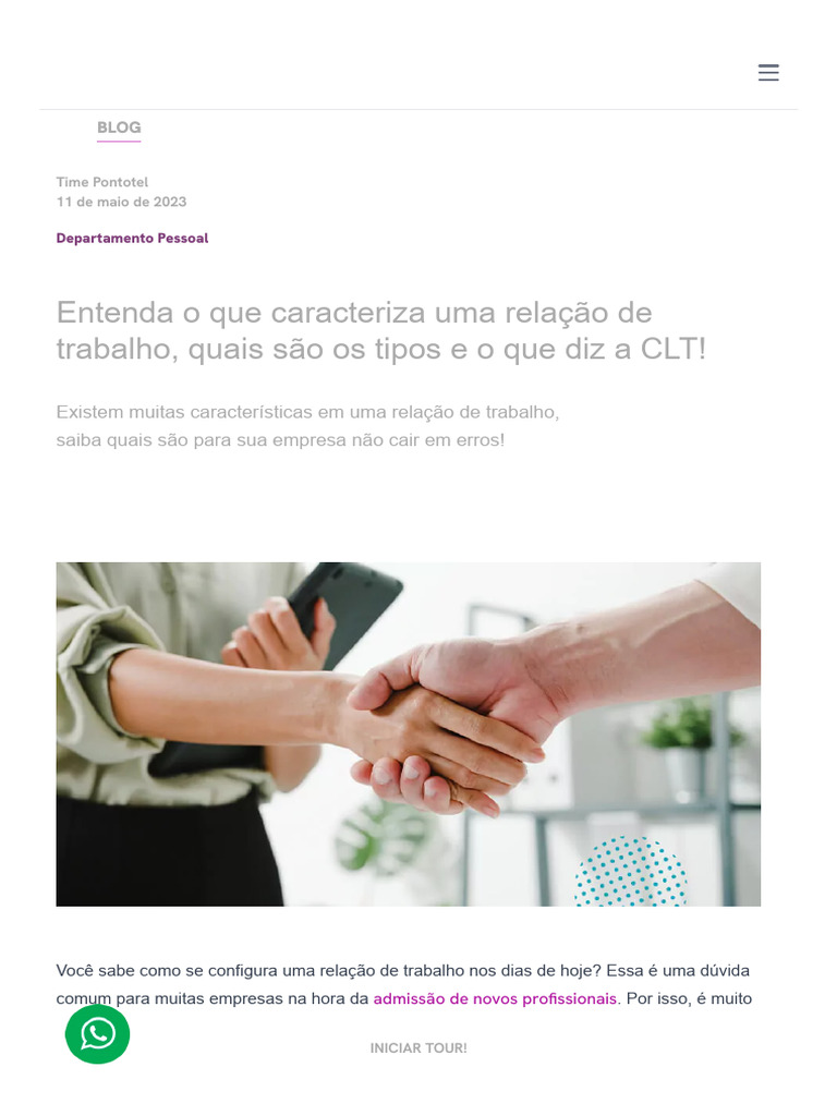 3.Relação de trabalho_ quais os tipos, o que caracteriza e lei! | PDF