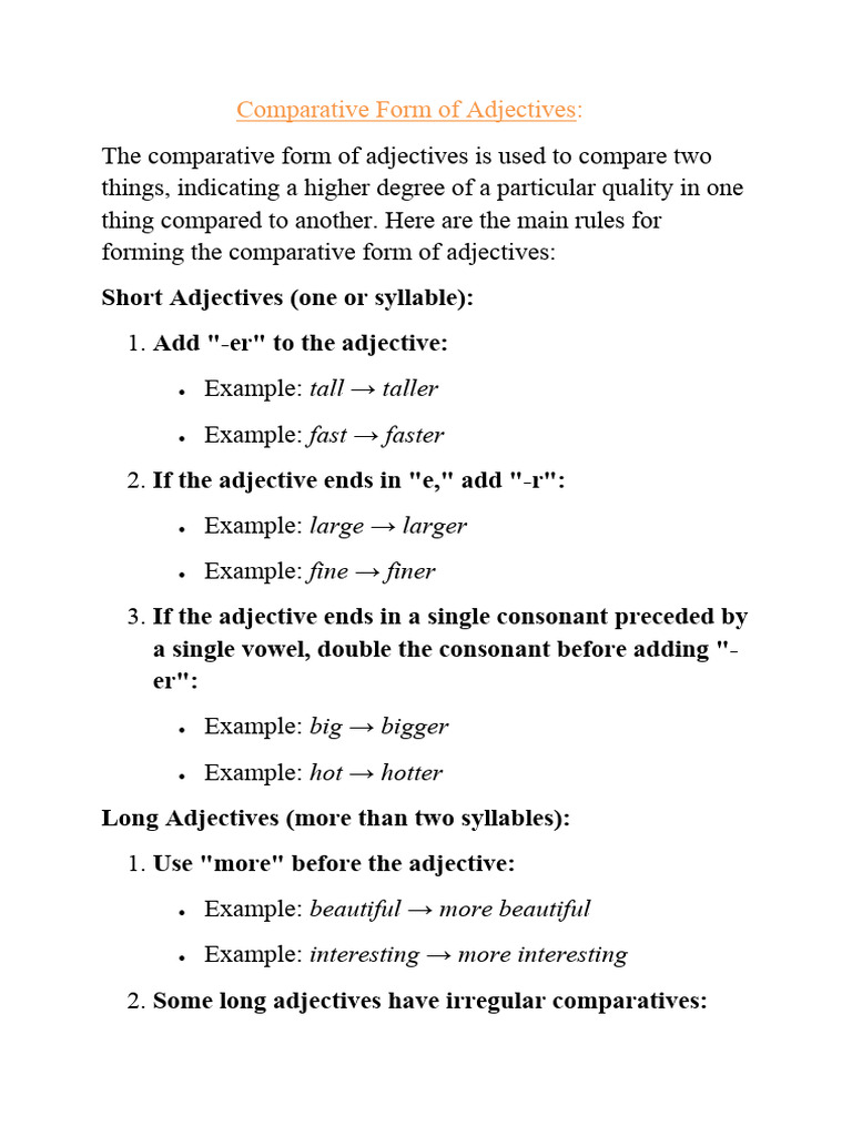 Comparative and Superlative Form of Adjectives | PDF | Adjective ...
