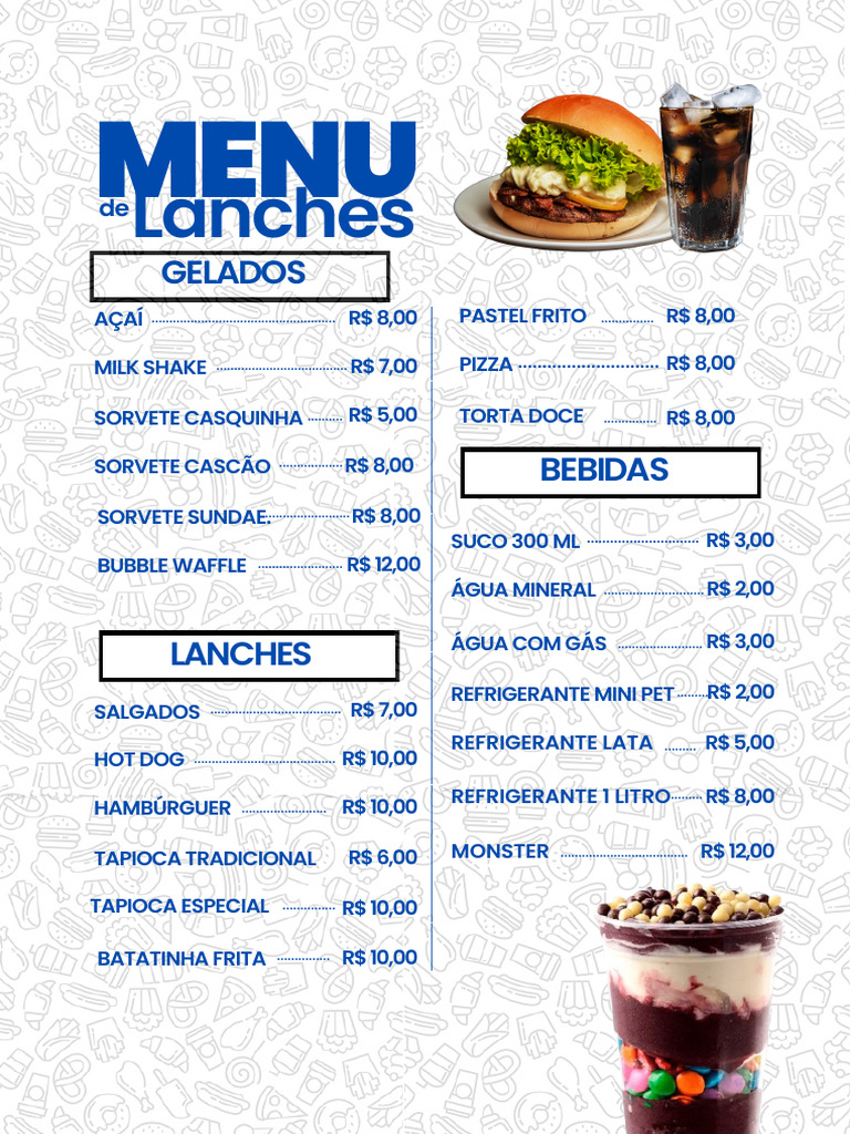 Cardápio de Lanches Rústico Marrom | PDF | Alimentos | Bebidas não alcoólicas