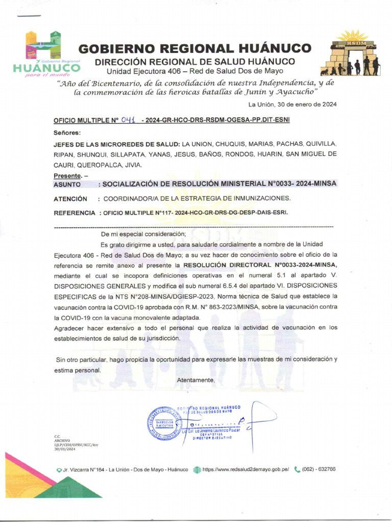 Oficio Múlt. #041-2024 | PDF