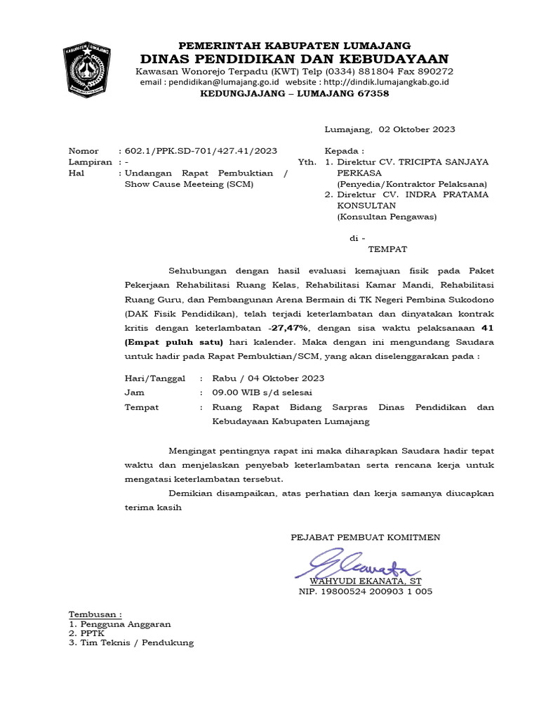 Undangan SCM - 01 TK Pembina Sukodono | PDF