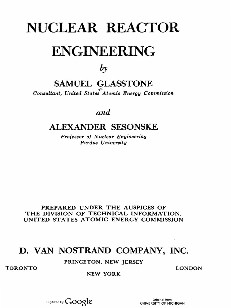 Glasstone Sesonske Nuclear Reactor Engineering 1963 | PDF