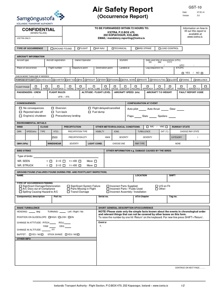 Air Safety Report Form | PDF