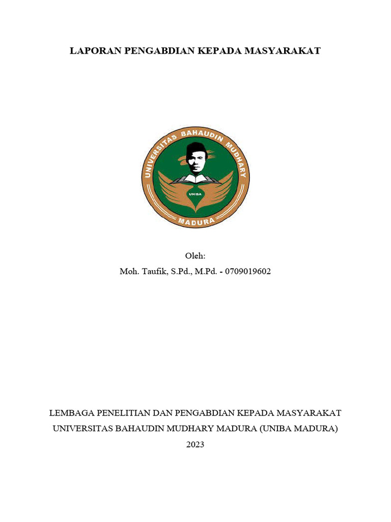 Pak Taufik LAPORAN PENGABDIAN KEPADA MASYARAKAT | PDF | Karier ...